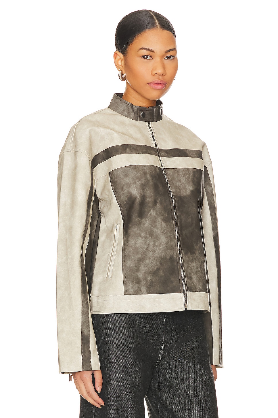 superdown Katrina Faux Leather Moto Jacket in Grey | REVOLVE