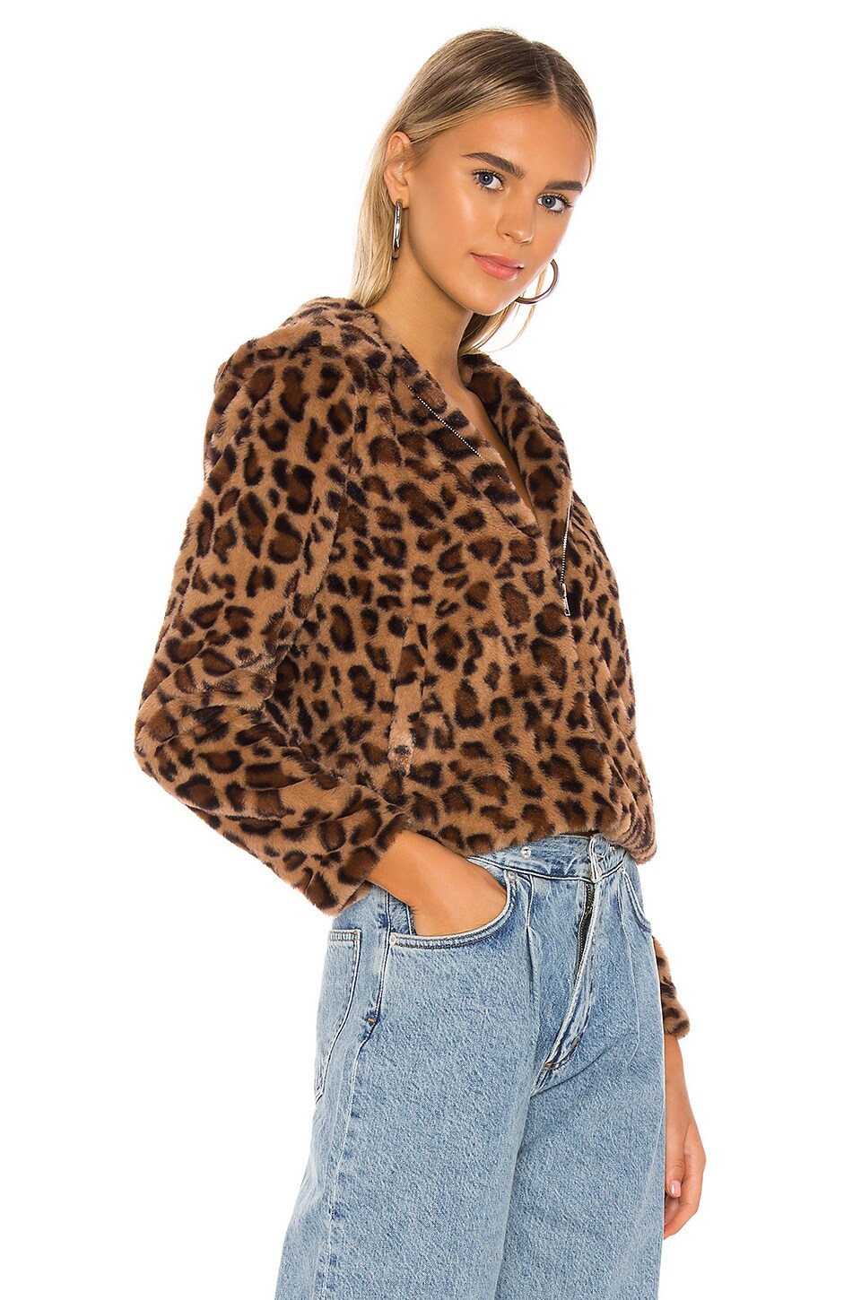 superdown Natalia Faux Fur Hoodie in Leopard | REVOLVE