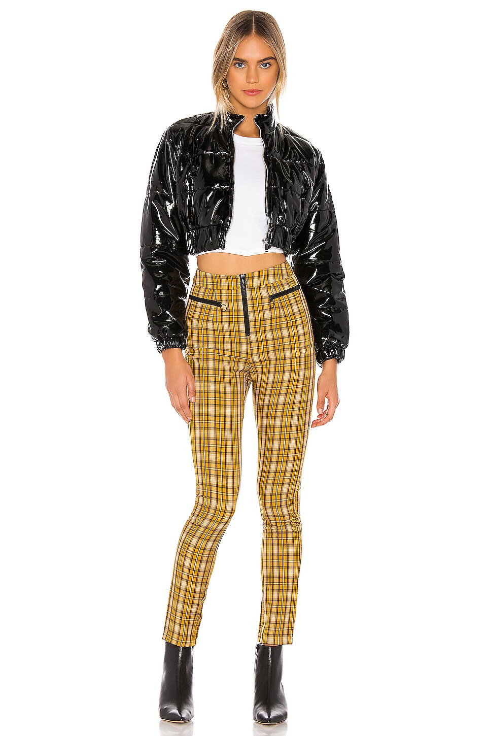 superdown Rose Skinny Plaid Pant in Yellow Plaid | REVOLVE