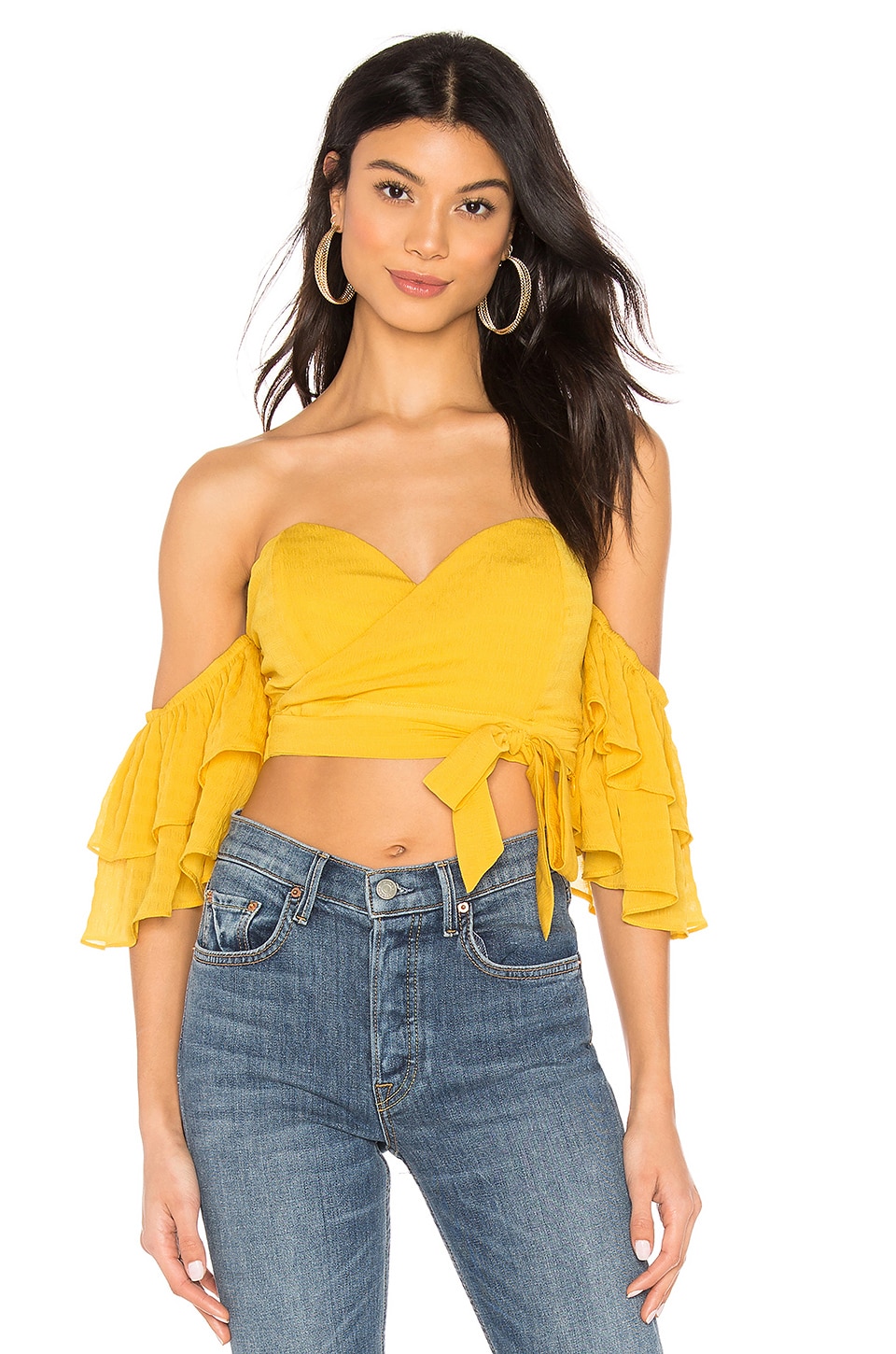 superdown Rae Wrap Tie Top in Yellow | REVOLVE