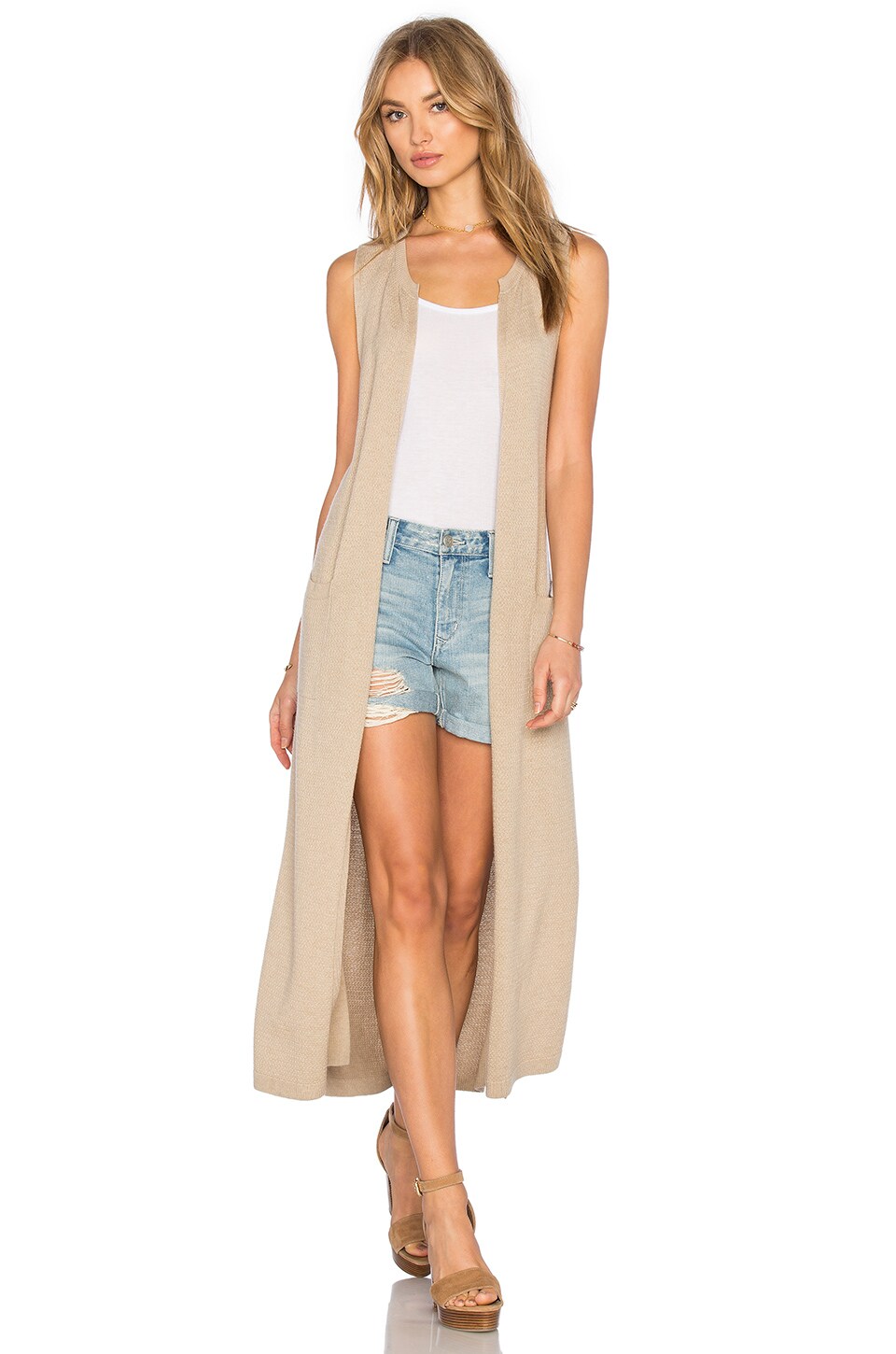 Splendid Prescott Belted Vest in Cork | REVOLVE