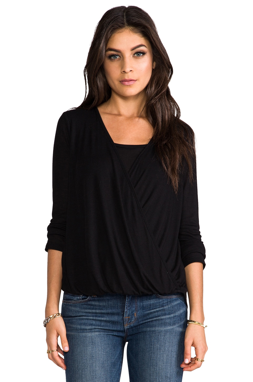 Splendid Drapey Rib Top in Black | REVOLVE