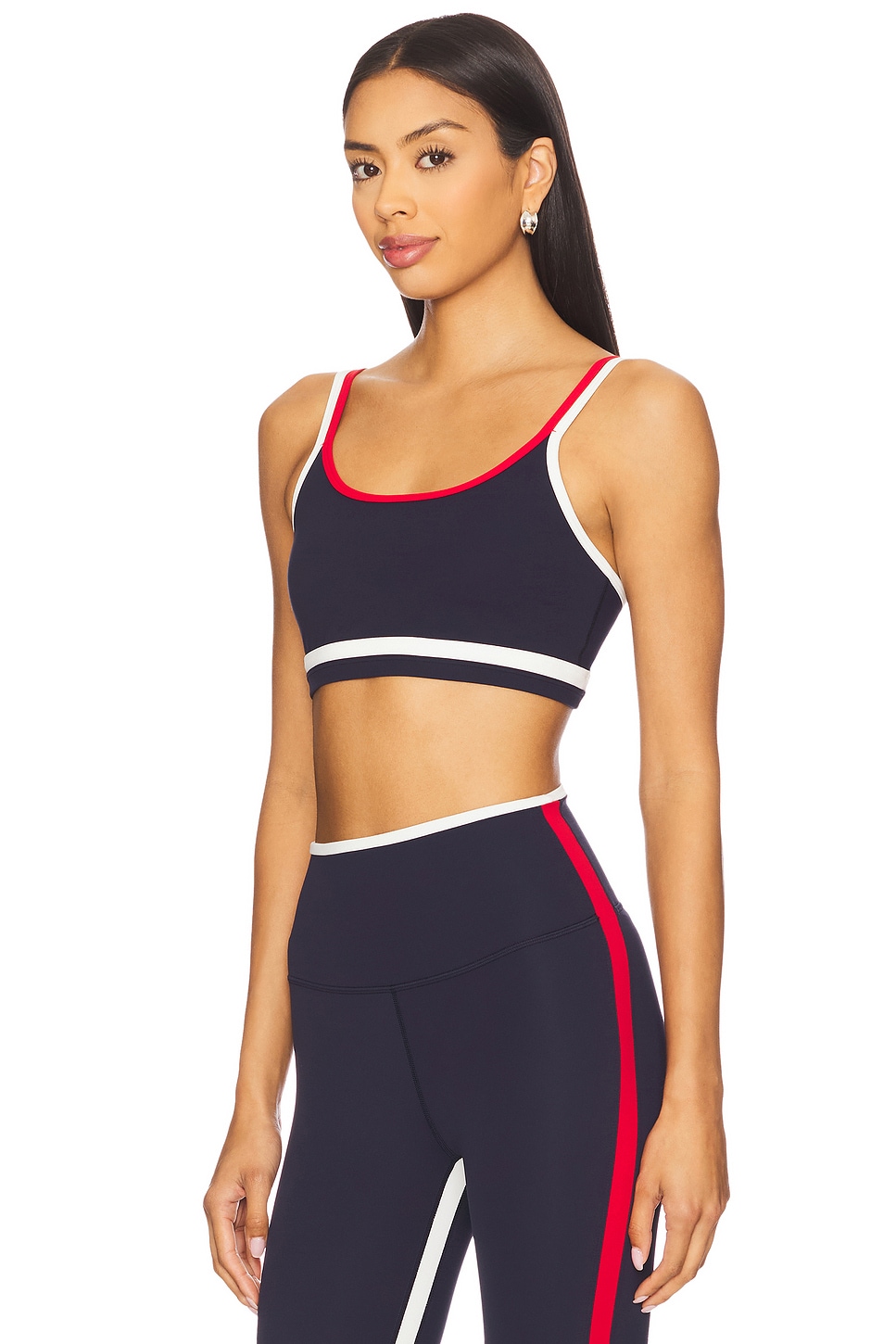 Splits59 Eva Rigor Double Strap Sports Bra in Indigo & White | REVOLVE