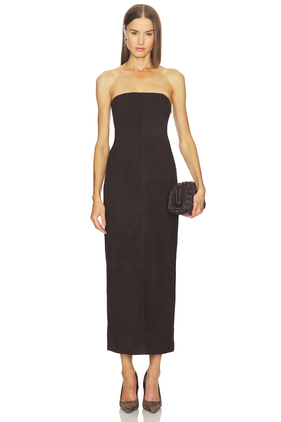 SRG Kim Suede Dress in Chocolate | REVOLVE