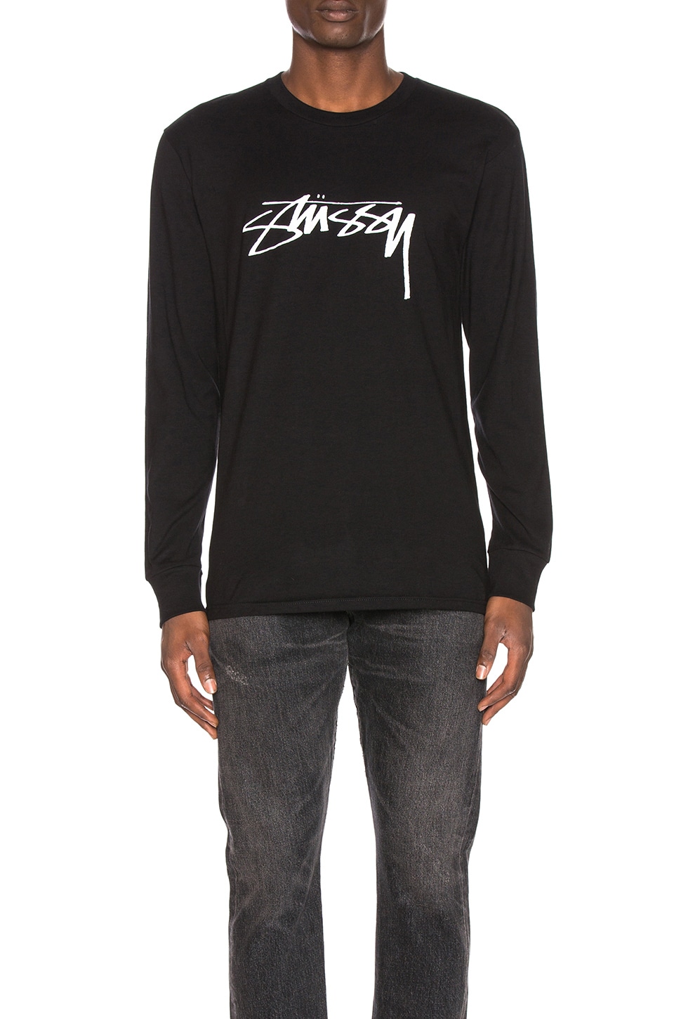 Stussy Smooth Stock L/S Tee in Black | REVOLVE