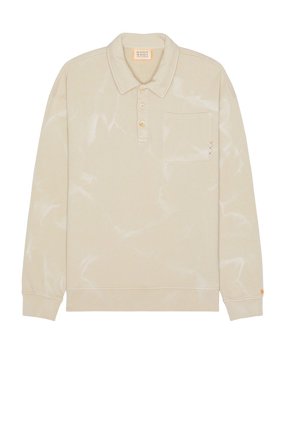 Scotch & Soda Washed Polo Sweatshirt in Pebble | REVOLVE