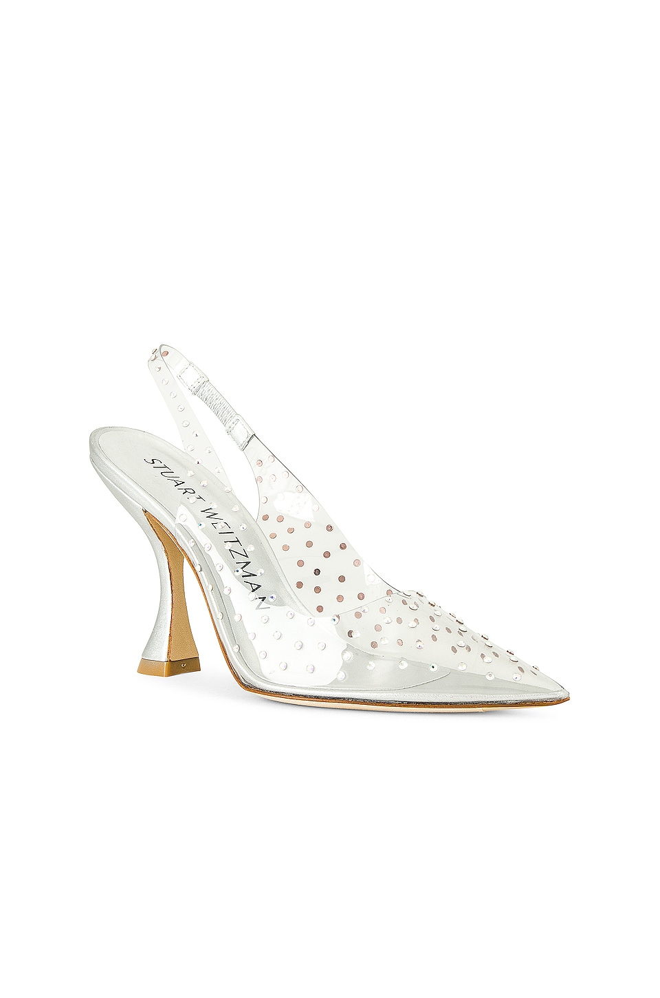 Stuart Weitzman Glam XCurve 100 Slingback Pump in Aurora, Silver ...