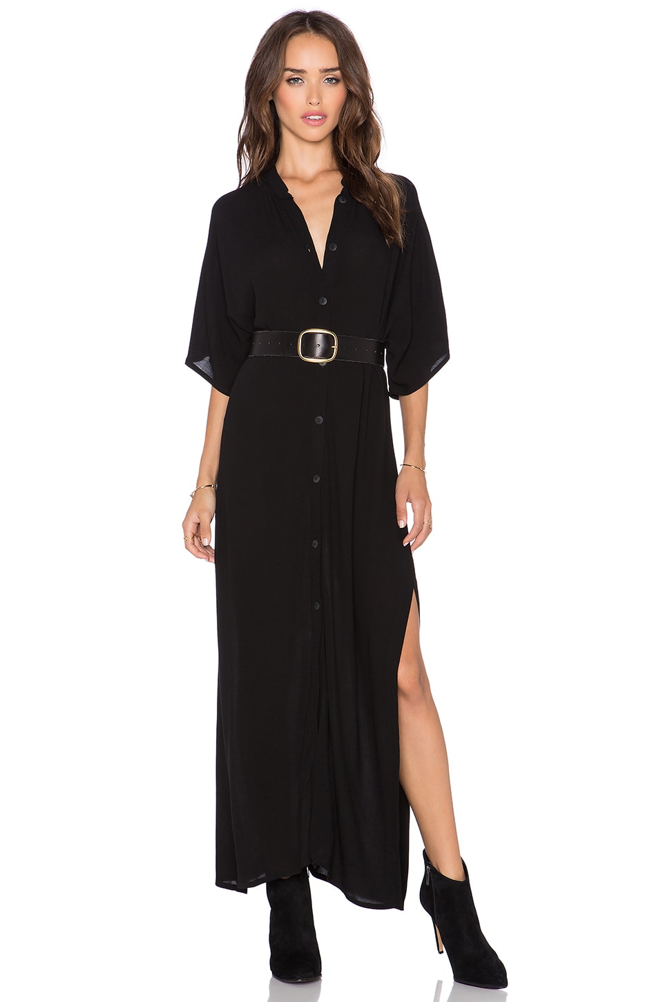Stillwater The High Slit Shirt Dress in Black | REVOLVE