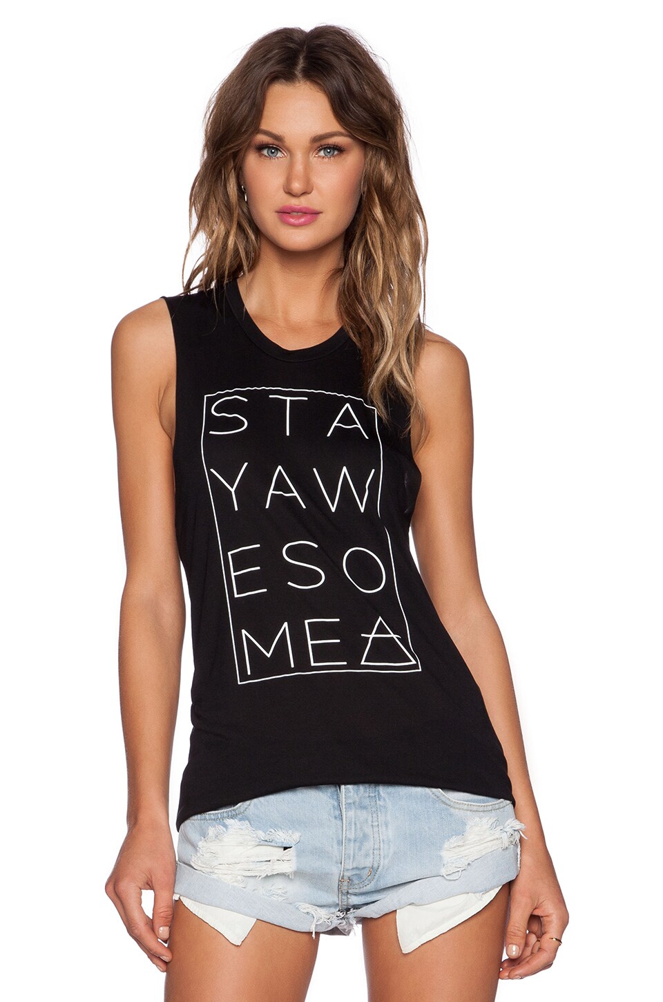 Stillwater The Muscle Tank Stay Awesome in Black | REVOLVE