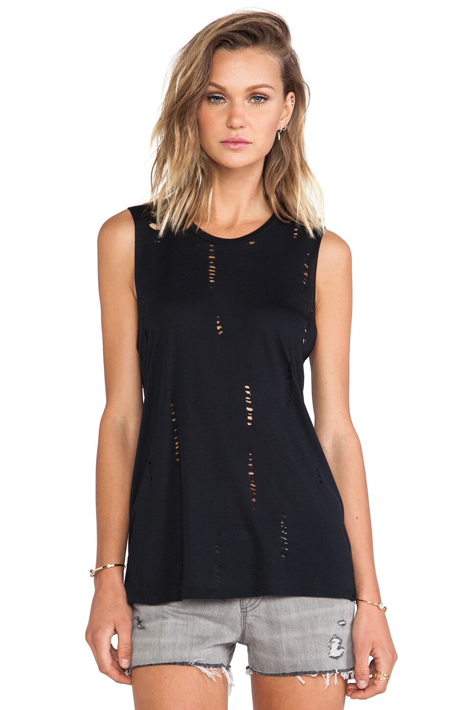 Stillwater The Shredded Muscle Tank in Black | REVOLVE