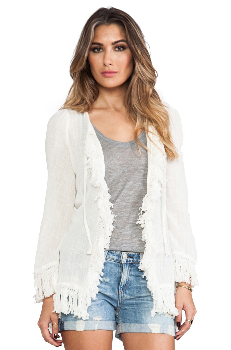 Surf Gypsy Gauze Fringe Wrap in Ivory | REVOLVE