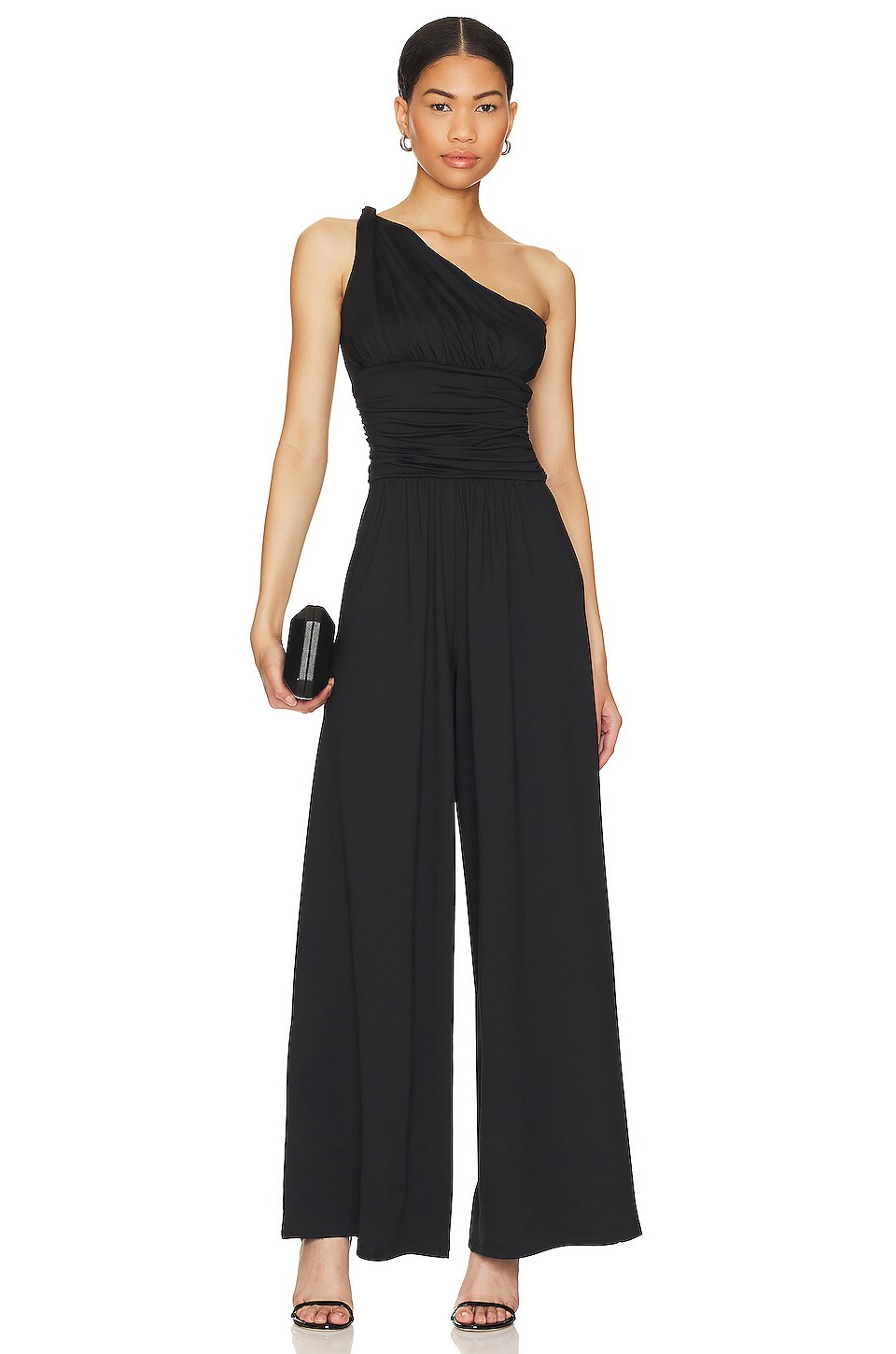 Susana Monaco One Shoulder Twist Jumpsuit in Black | REVOLVE