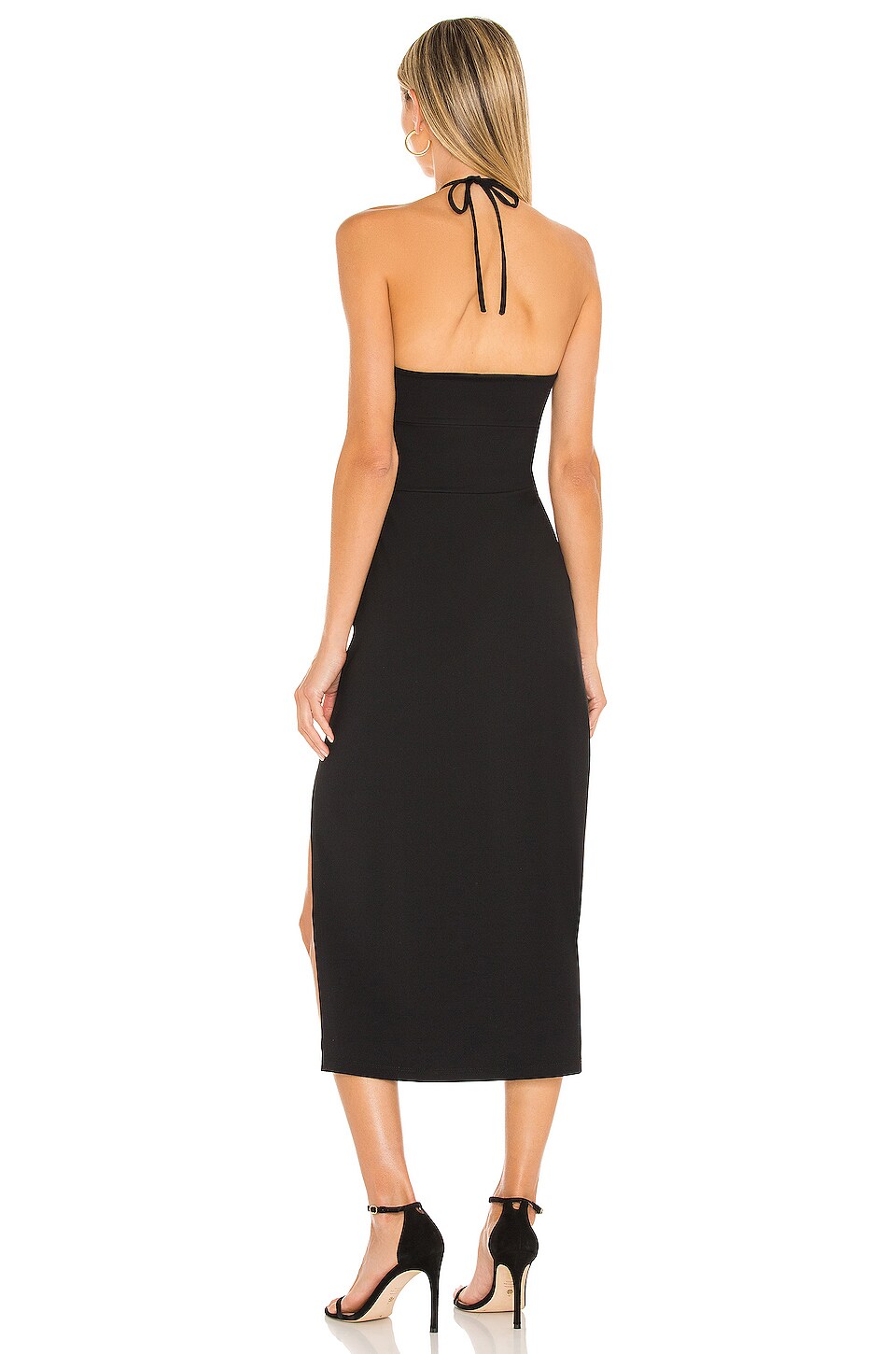 Susana Monaco Halter Open Front Midi Dress in Black | REVOLVE
