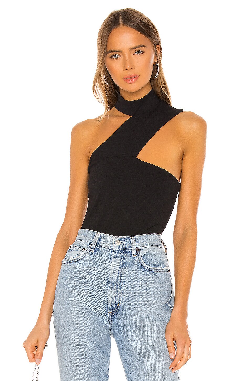 Susana Monaco Diagonal Strap Neck Band Top in Black | REVOLVE