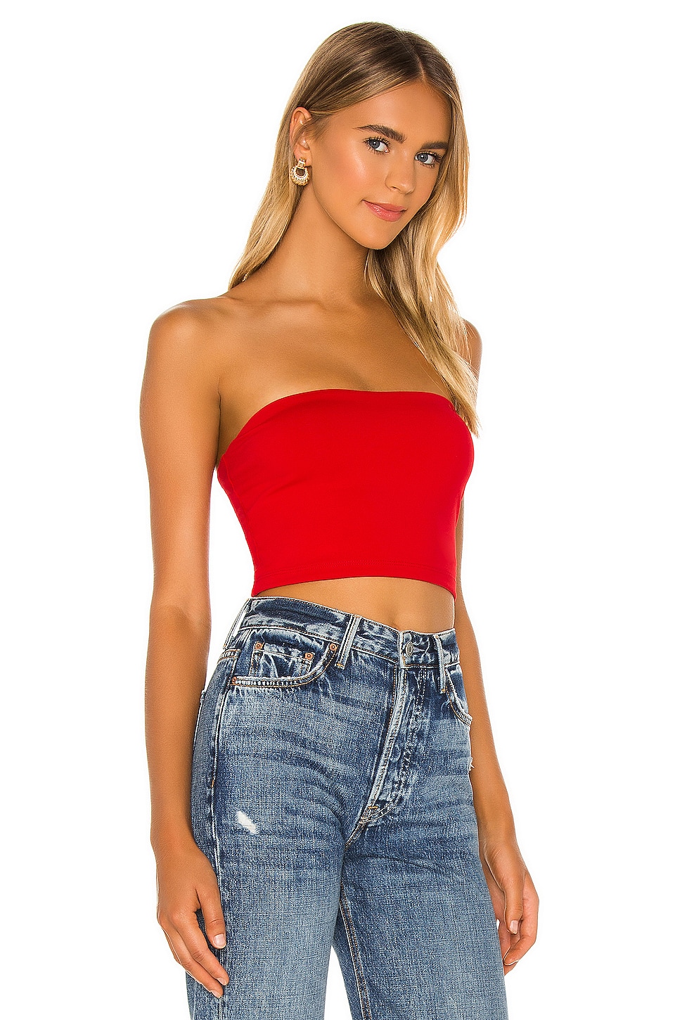 Susana Monaco Strapless Crop Top in Perfect Red | REVOLVE