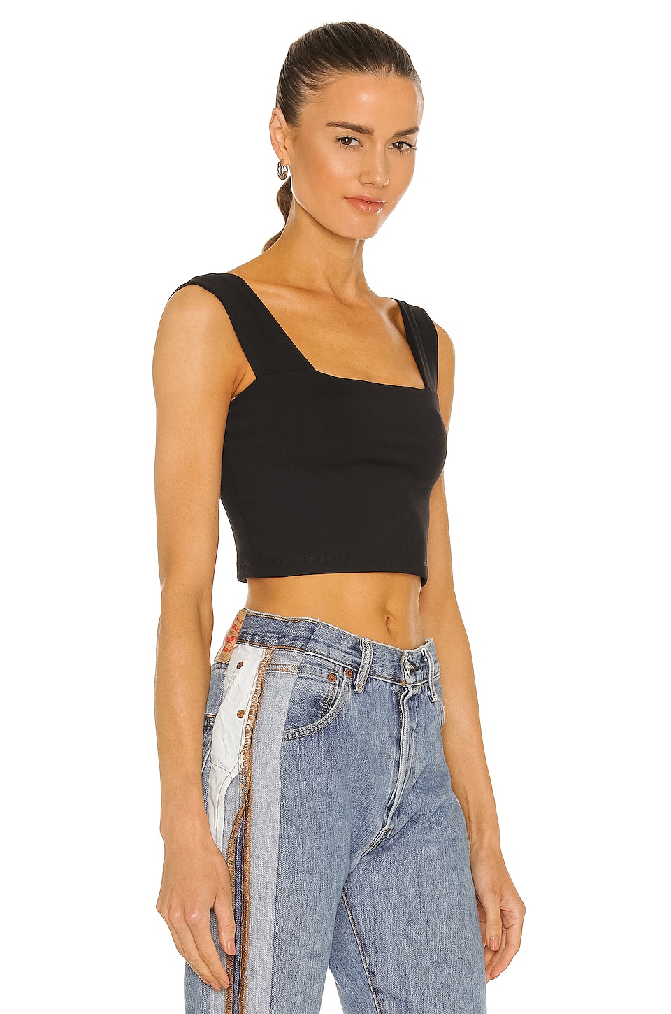Susana Monaco Wide Strap Crop Top in Black | REVOLVE