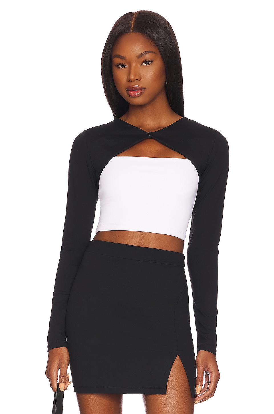 Susana Monaco Snap Front Crop Top in Black | REVOLVE