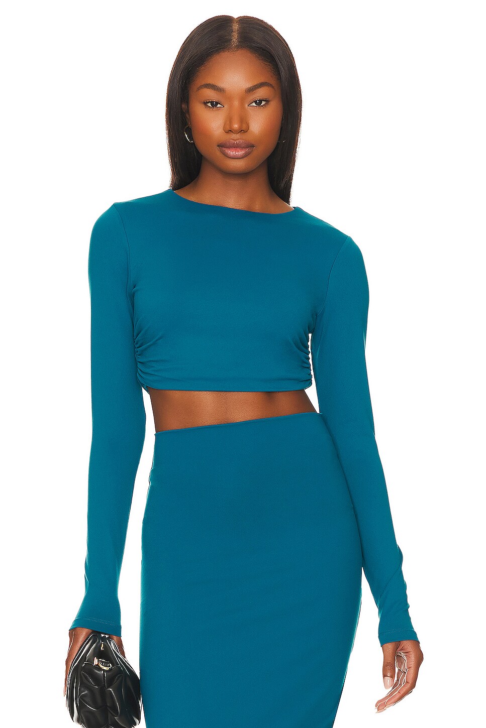 Susana Monaco Long Sleeve Crop Top in Sea | REVOLVE