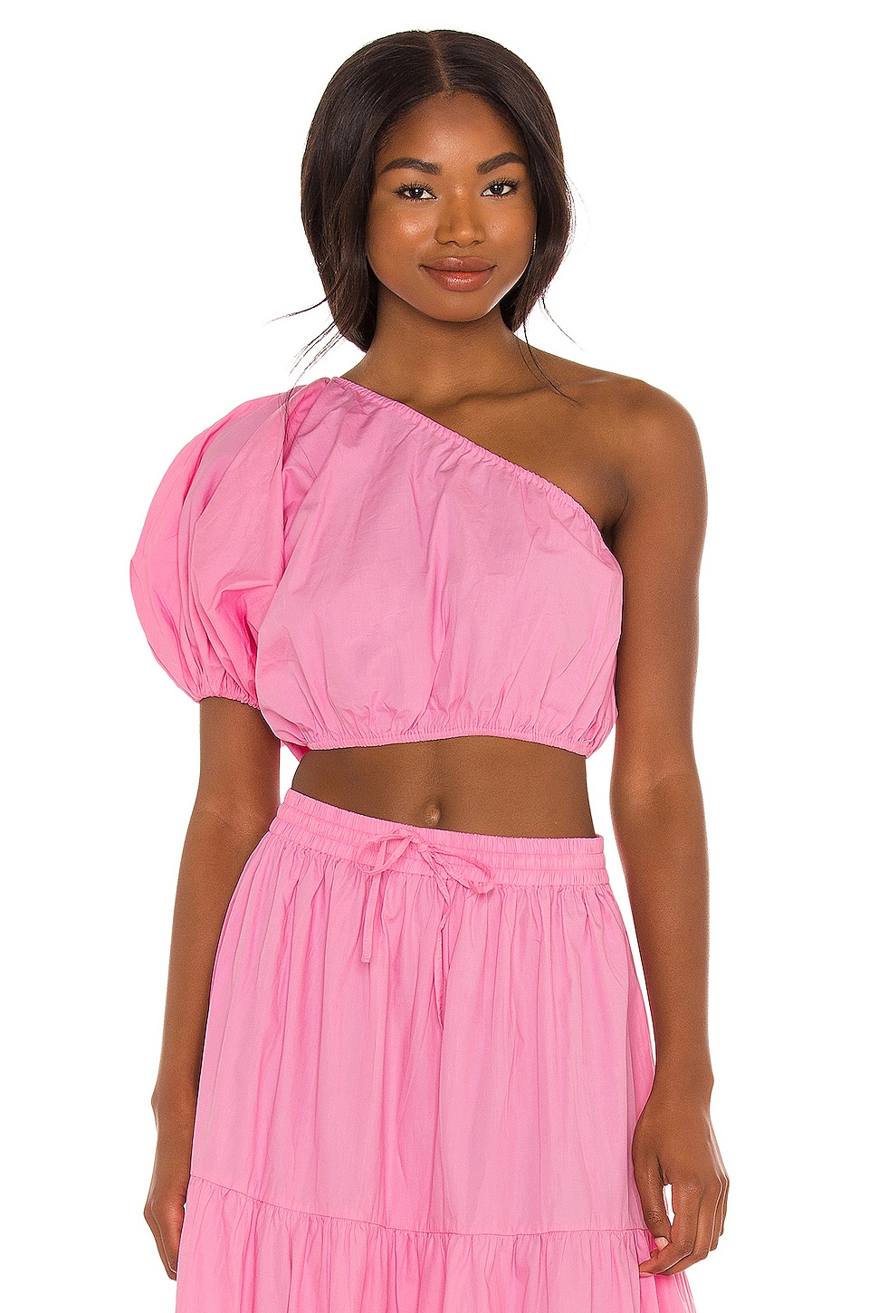 SWF One Shoulder Puff Sleeve Crop in Floss | REVOLVE