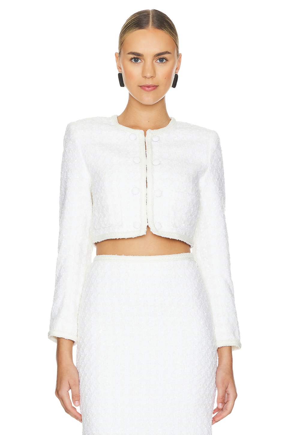 ROTATE Cropped Jacket in Egret | REVOLVE
