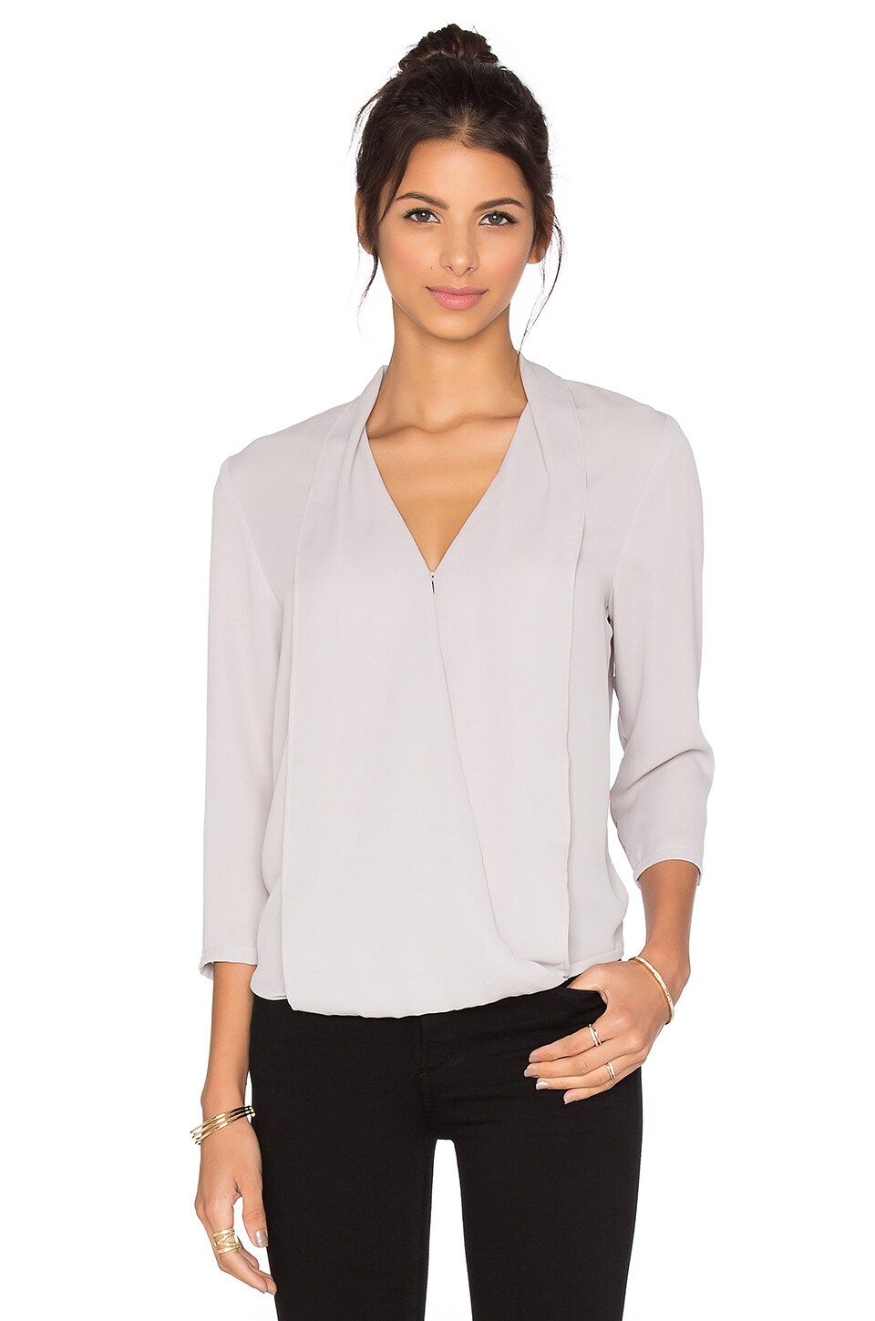 Three Eighty Two Griffin Surplice Top in Titanium | REVOLVE
