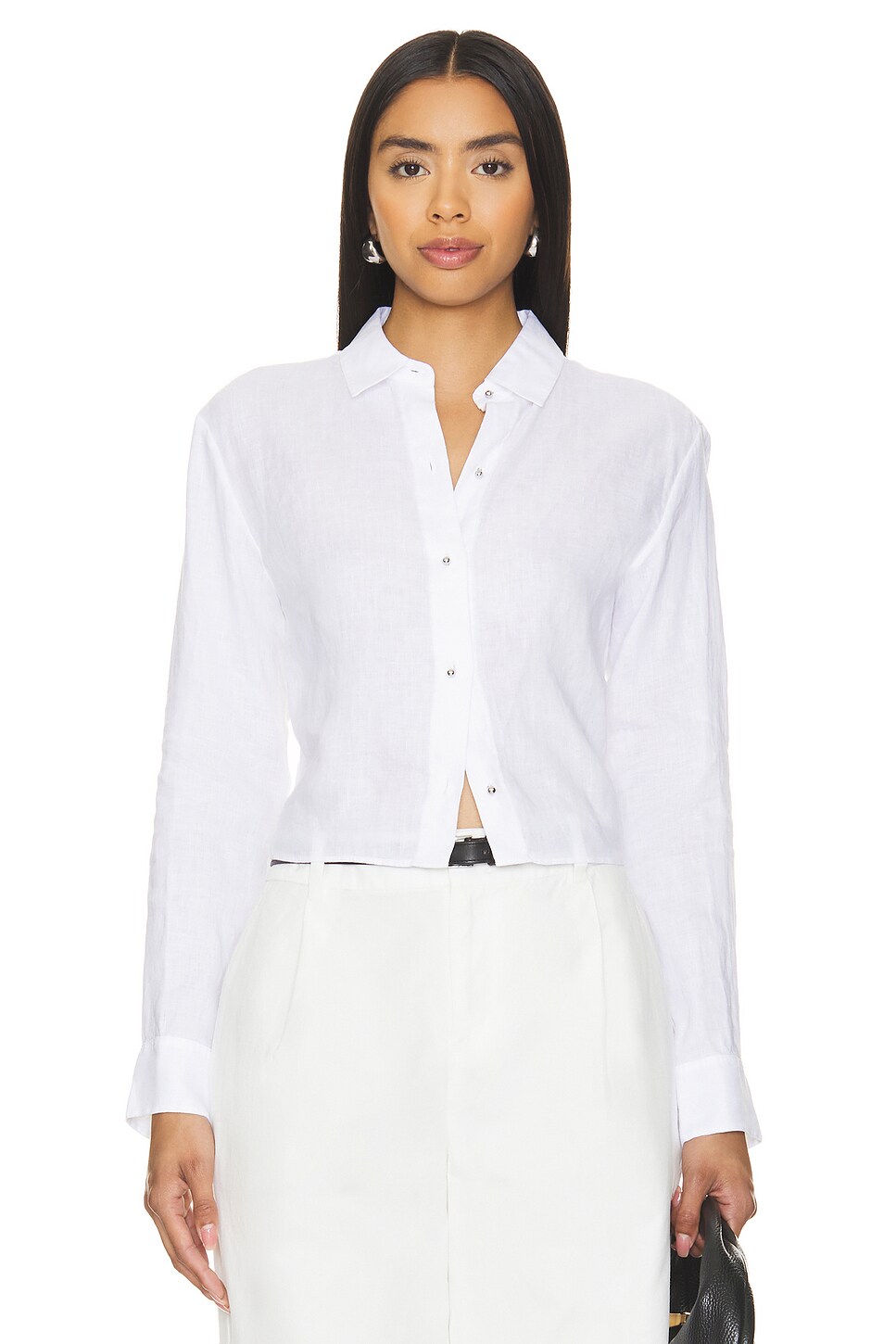 Theory Crop Taper Shirt in White | REVOLVE