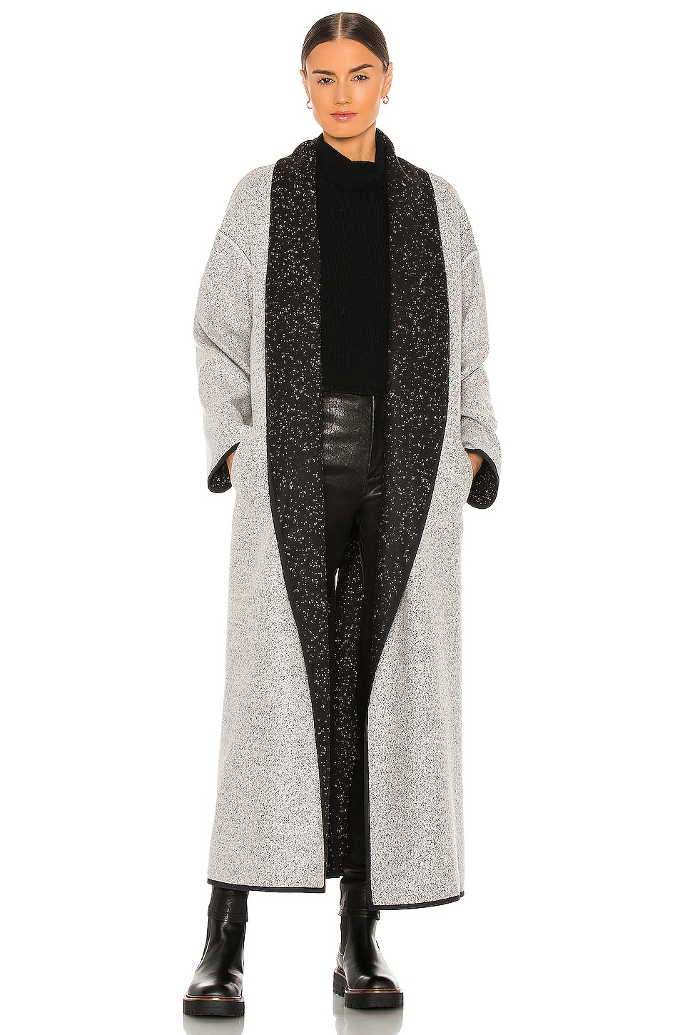The Range Static Flannel Reversible Duster Coat in Black & Feather ...