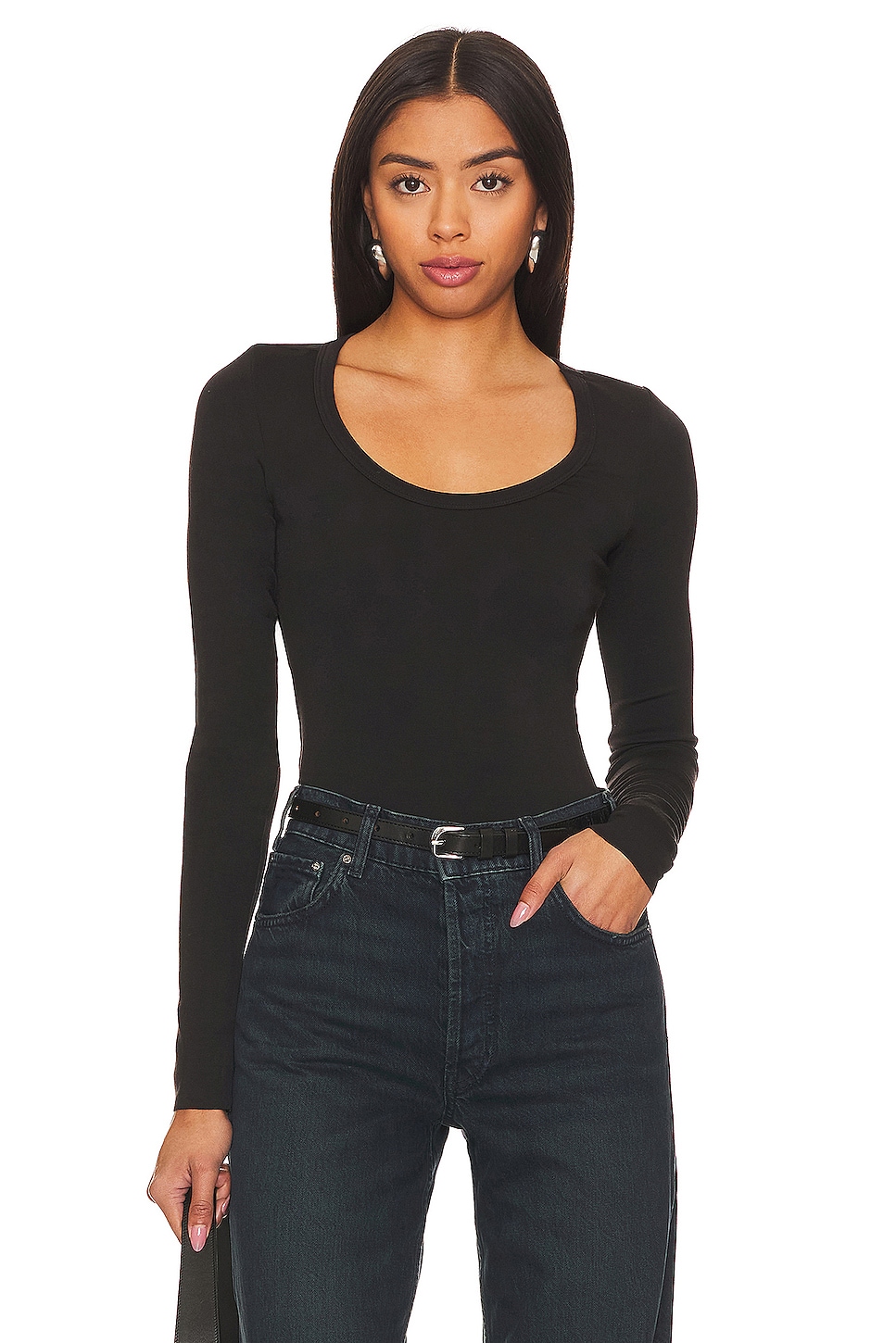 The Range No Bra Club Scoop Top in Jet Black | REVOLVE