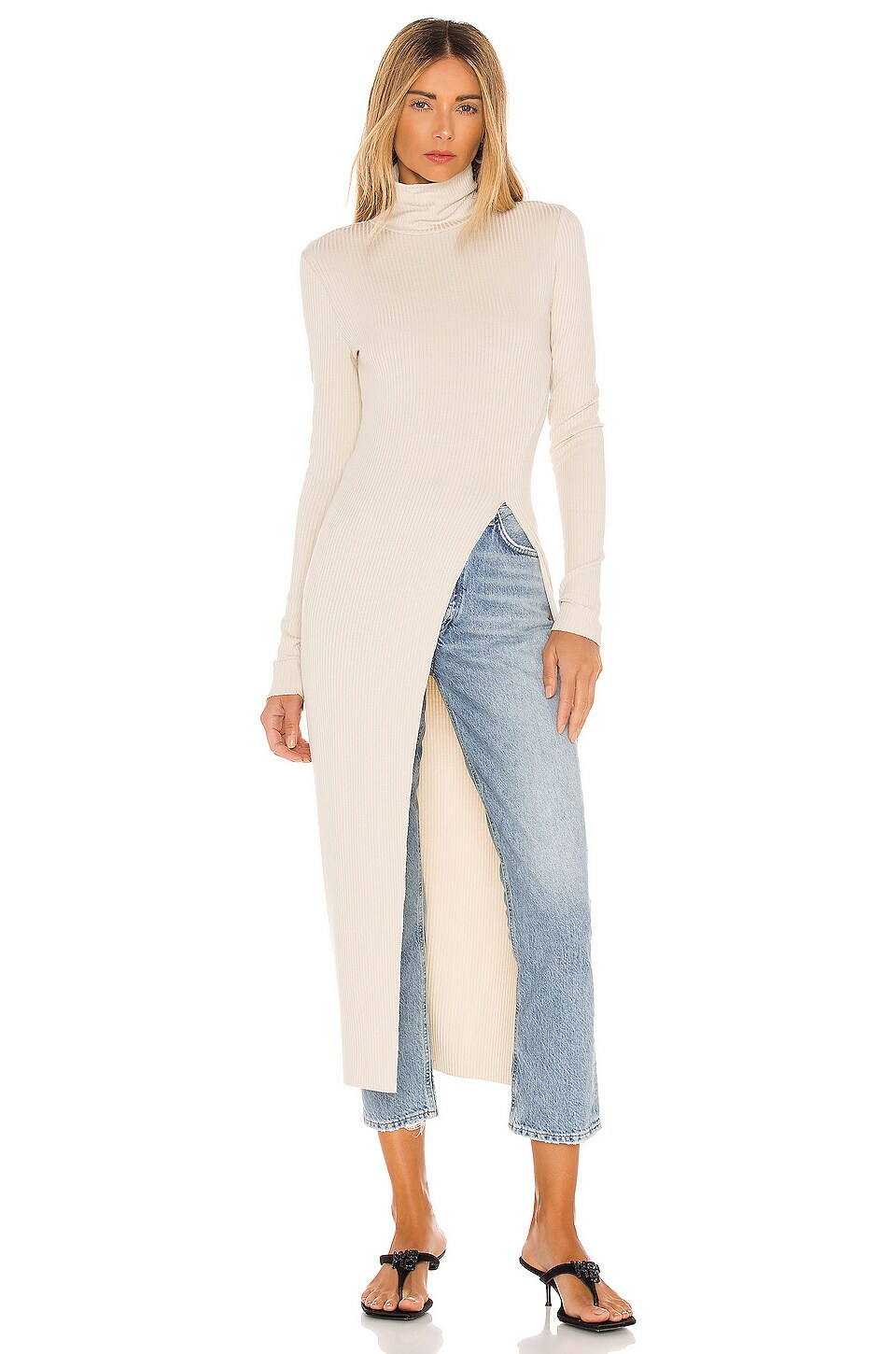 The Range High Slit Tunic in Limestone | REVOLVE