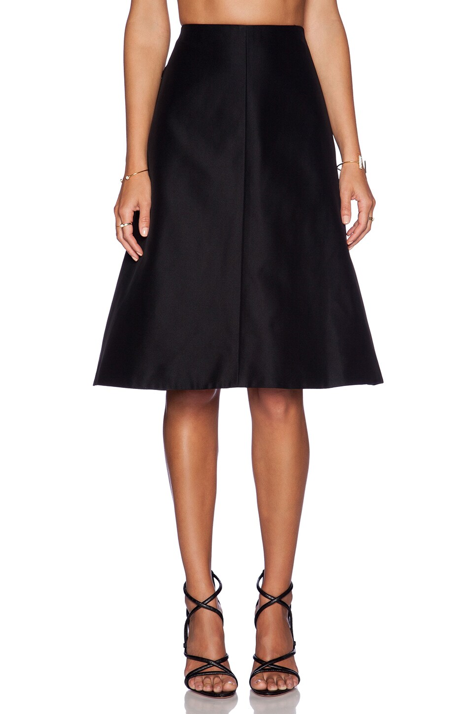 Tibi Techno Faille A-Line Skirt in Black | REVOLVE