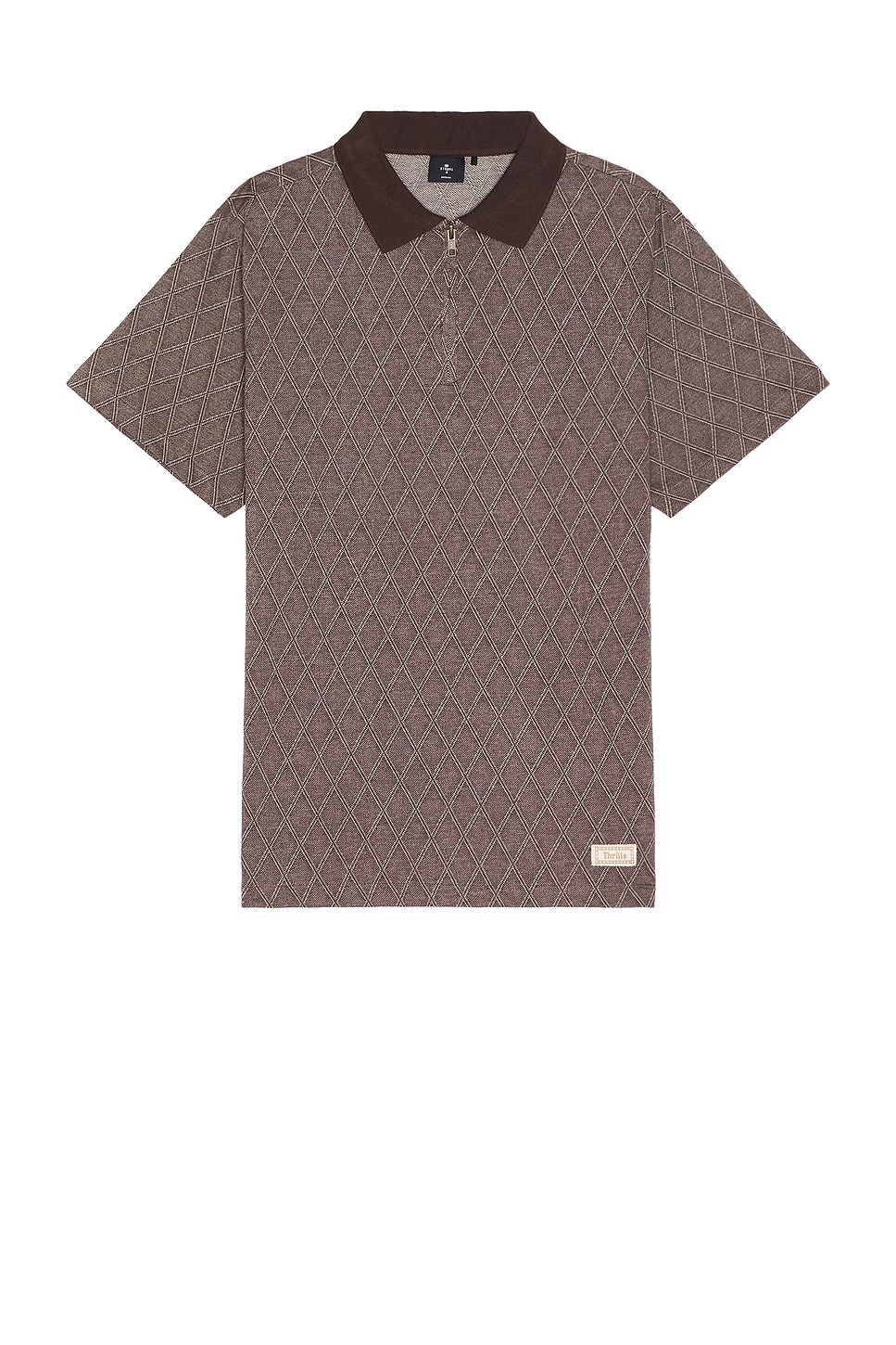 THRILLS Linked Quarter Zip Polo Shirt in Chocolate Plum | REVOLVE
