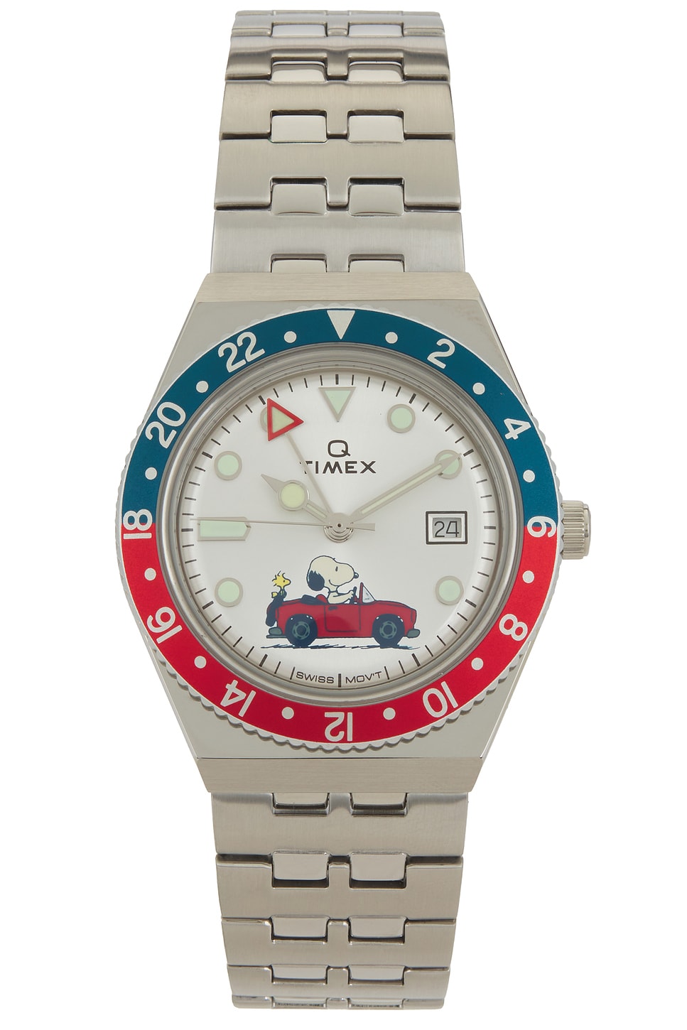 Timex Peanuts Q 38mm Watch in Silver Tone | REVOLVE