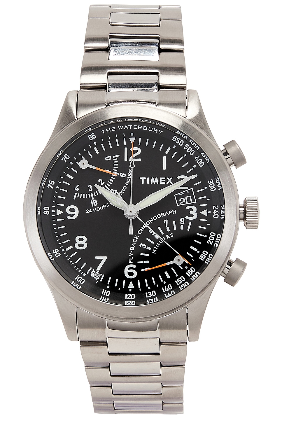Timex Waterbury Traditional Fly-Back Chronograph 42mm Watch in Silver ...