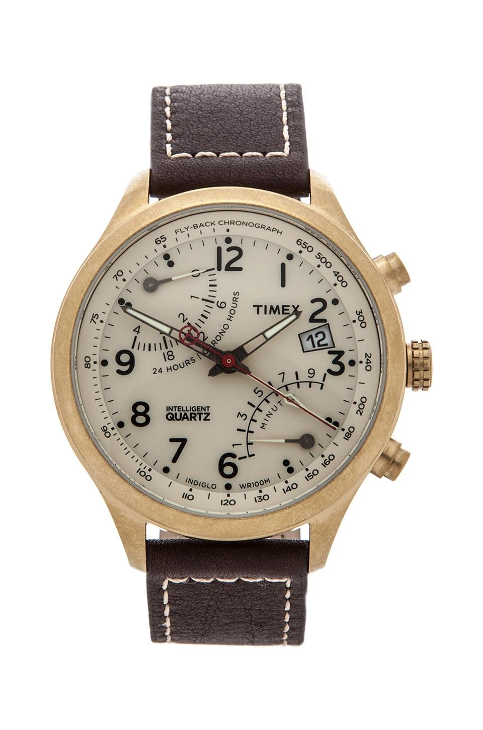 Timex Fly-back Chronograph in Vintage Gold/ Cream/ Brown | REVOLVE