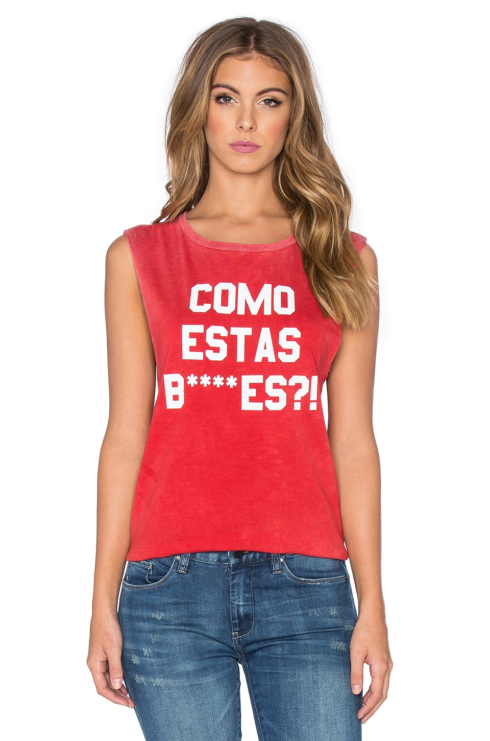 TYLER JACOBS Como Estas Cut Off Tank in Pistol Red | REVOLVE