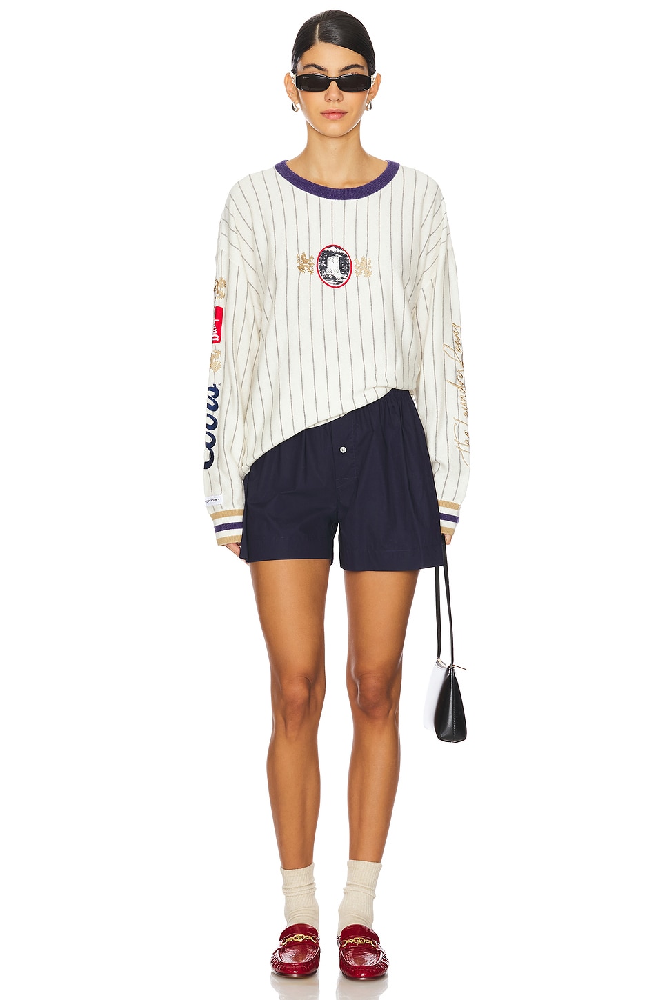 The Laundry Room Coors River Crest Cashmere Sweater in White & Stripes ...