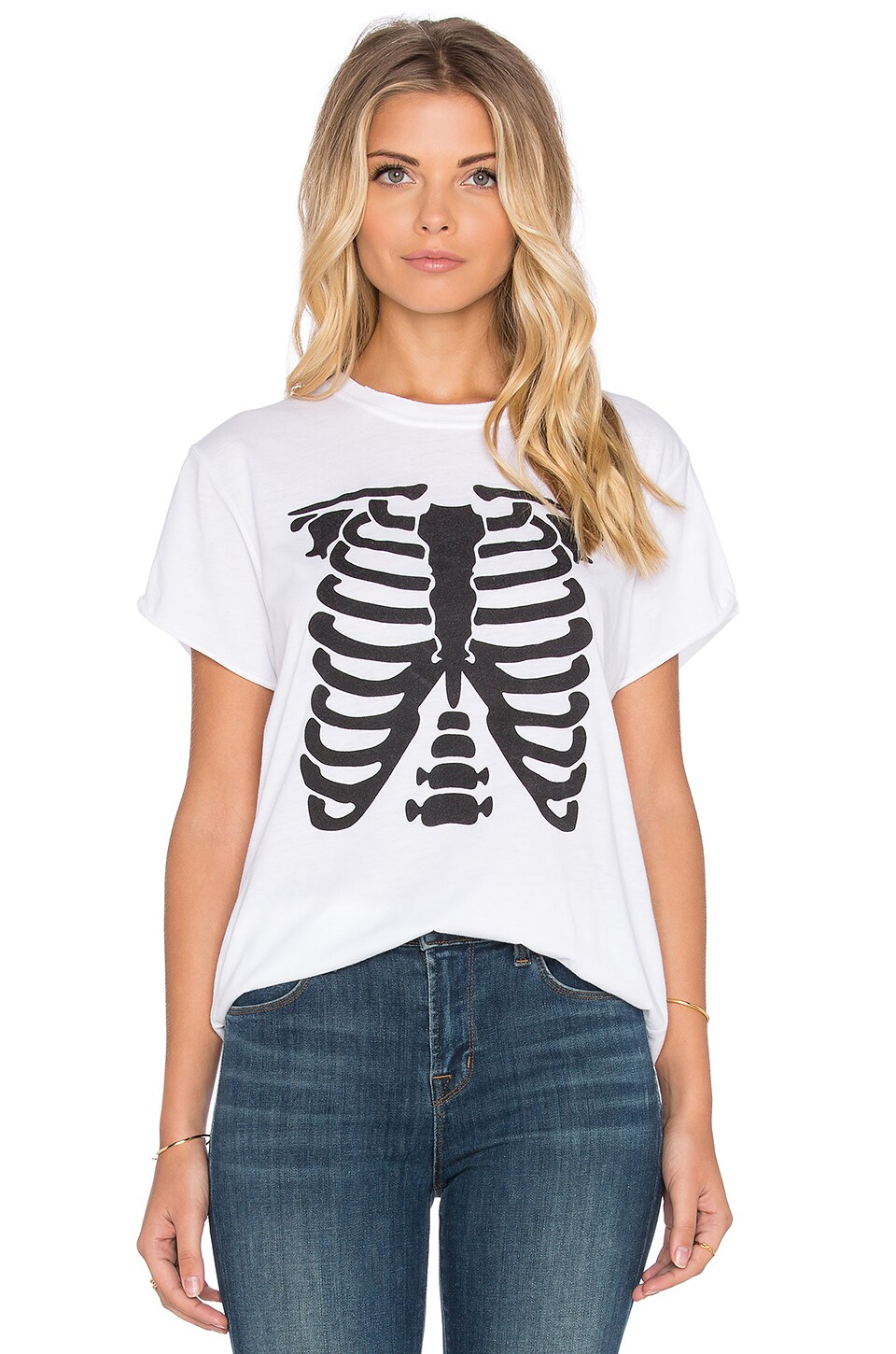 The Laundry Room Skinny Skelly Rolling Tee in White | REVOLVE