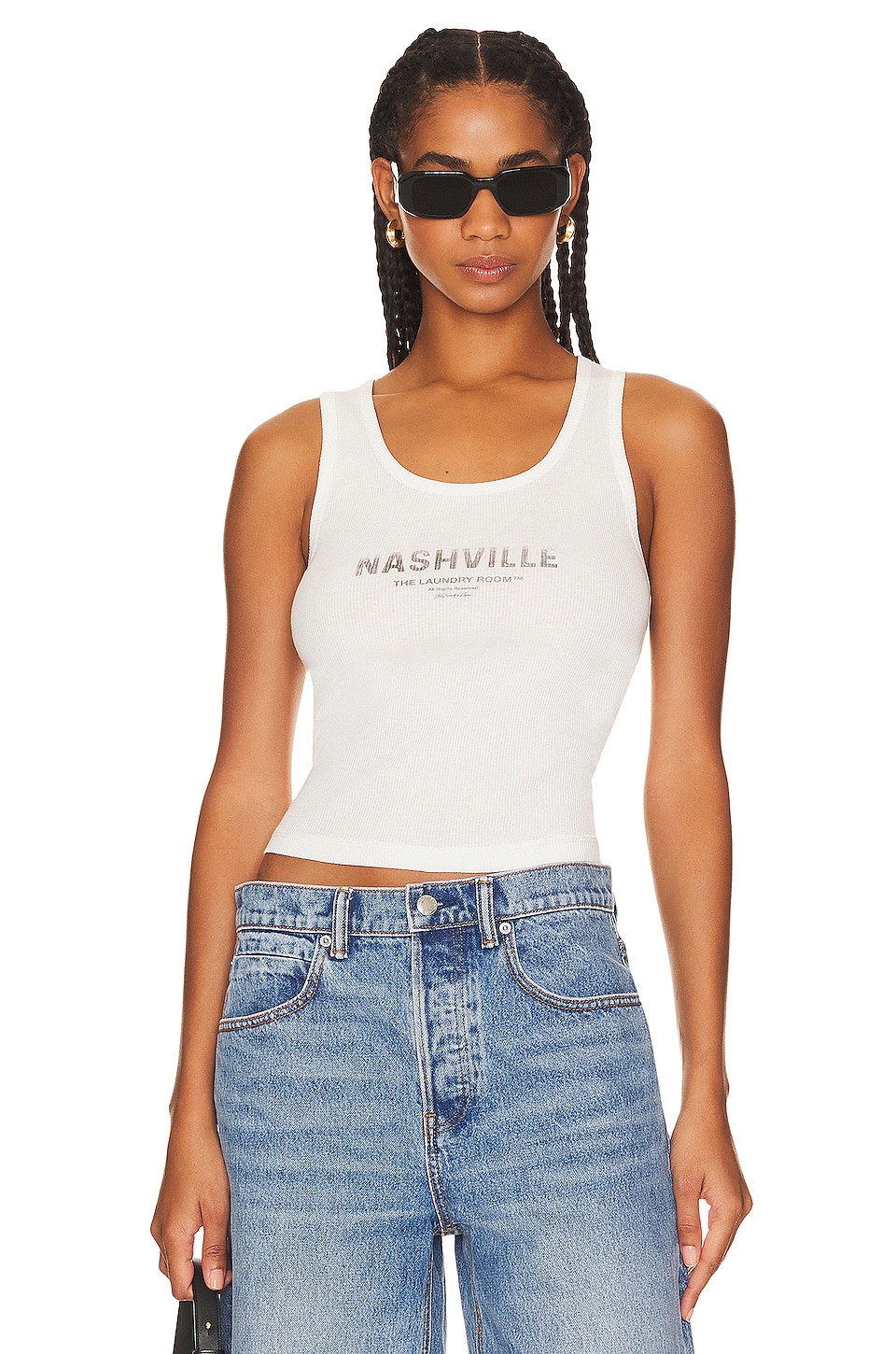 The Laundry Room Nashville Passport Stamp Rib Tank in White | REVOLVE