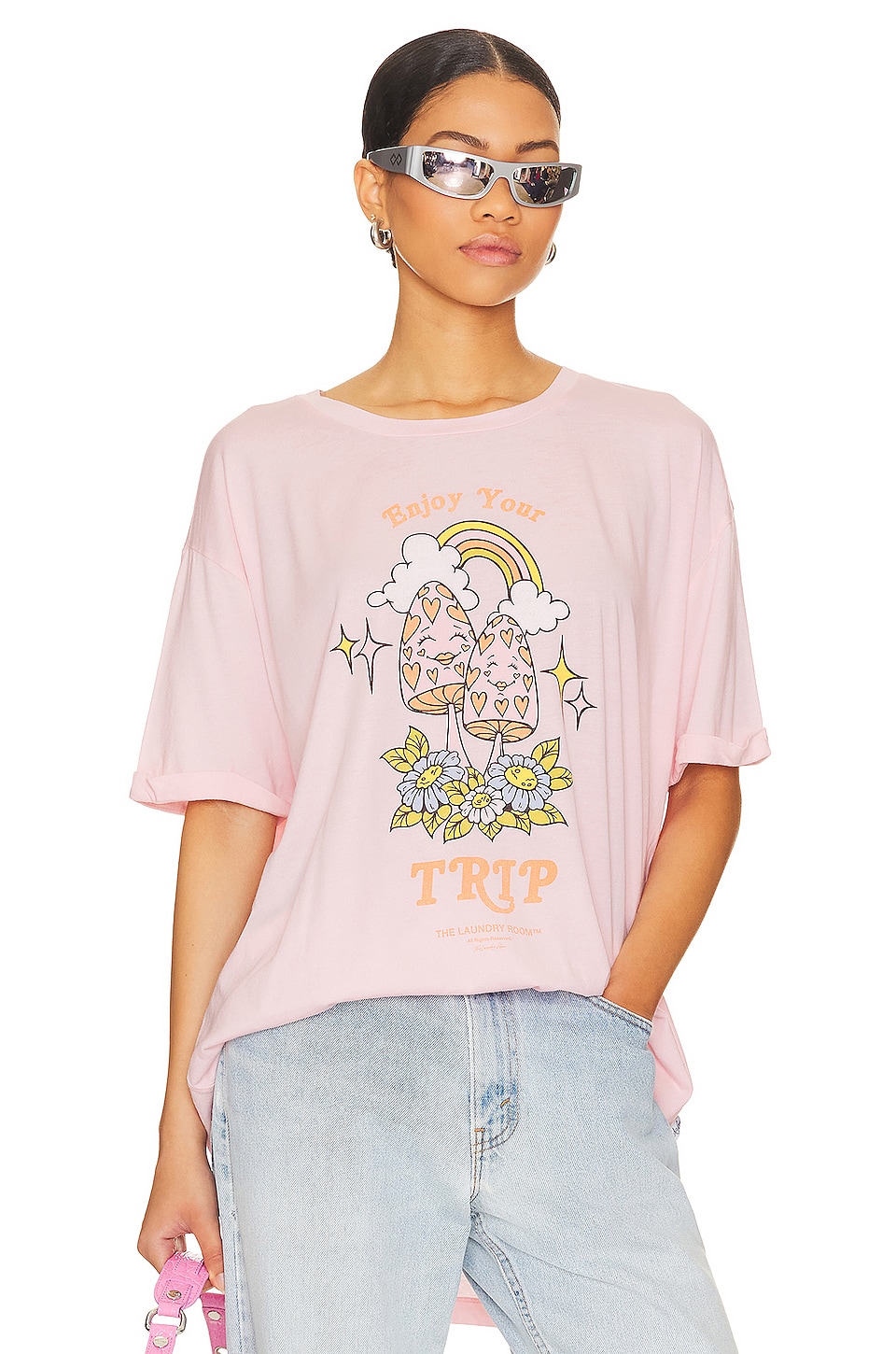 The Laundry Room Enjoy Your Trip Oversized Tee in Blush | REVOLVE