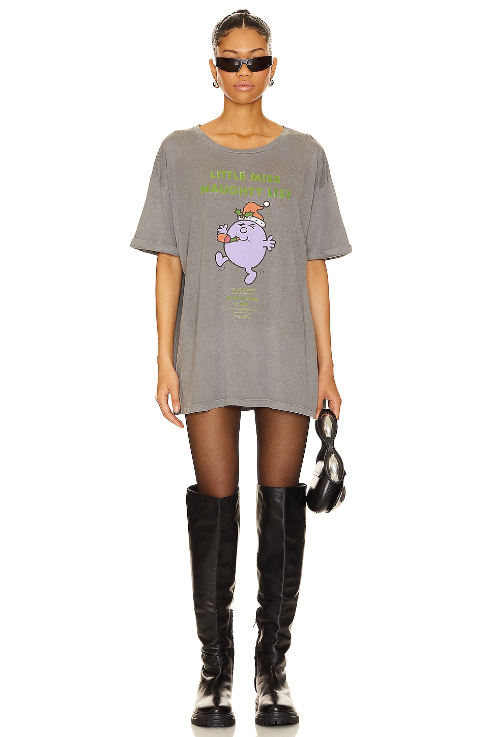 The Laundry Room Little Miss Naughty List Oversized Tee in Gravity Grey ...
