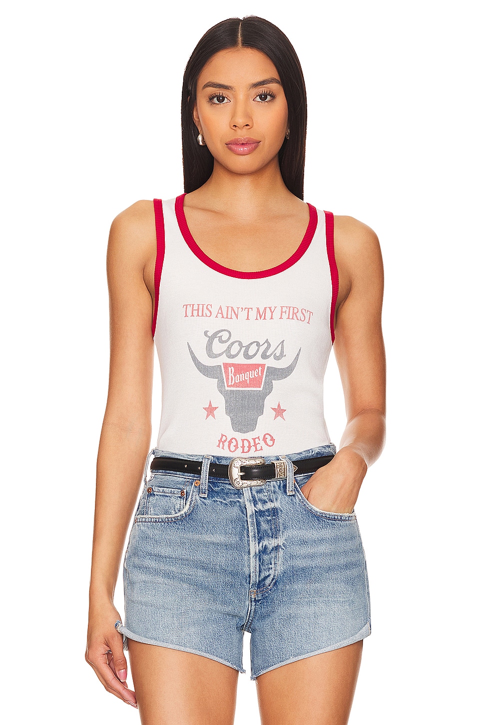 The Laundry Room Ain't My First Coors Rodeo Rib Tank in White & Red ...