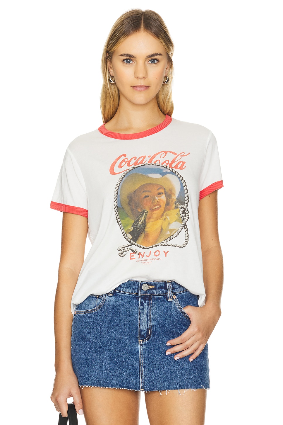 The Laundry Room Coca Cola Cowgirl Perfect Ringer Tee in White & Red ...