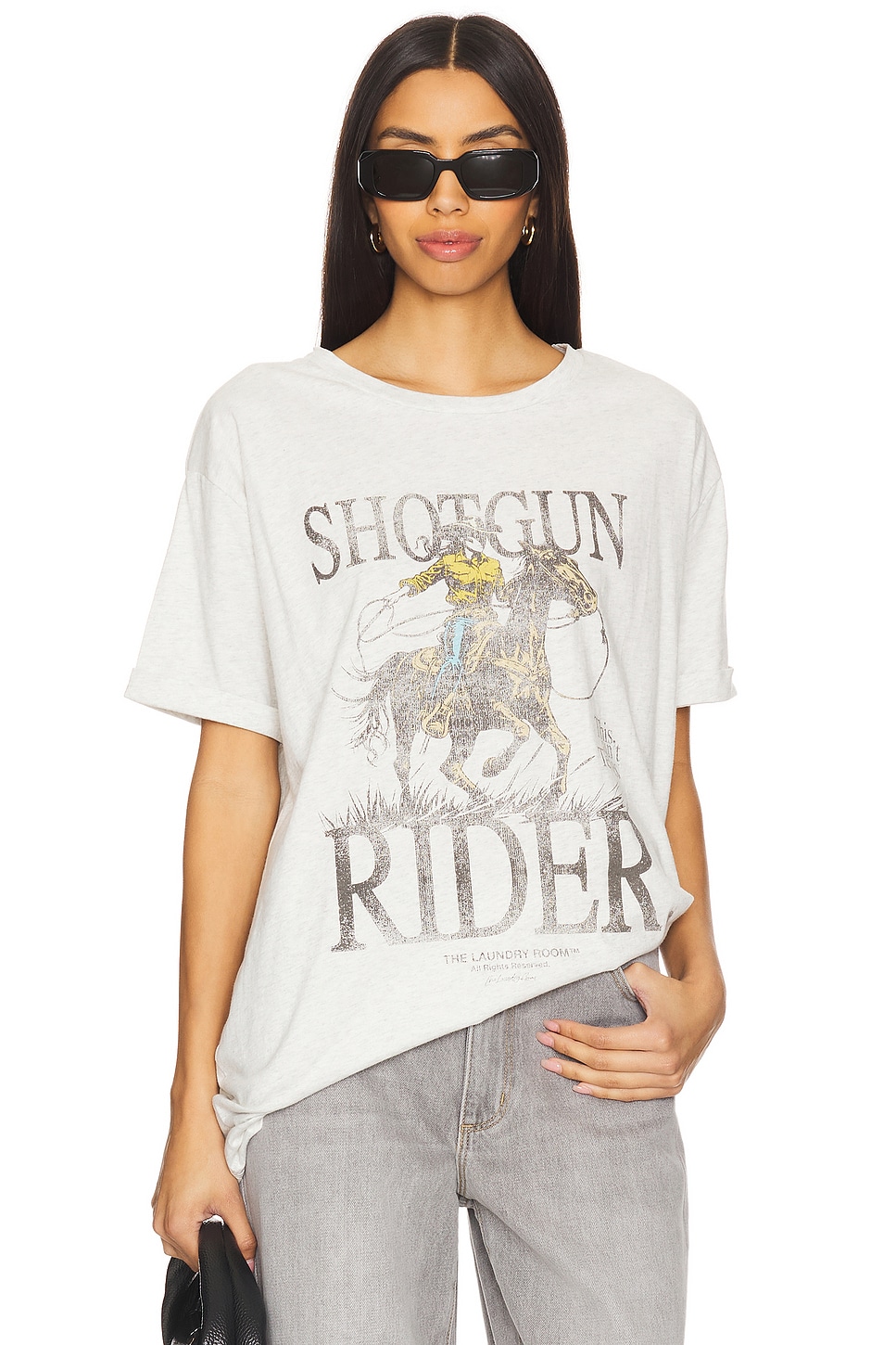 The Laundry Room Shotgun Rider Oversized Tee in Heather | REVOLVE