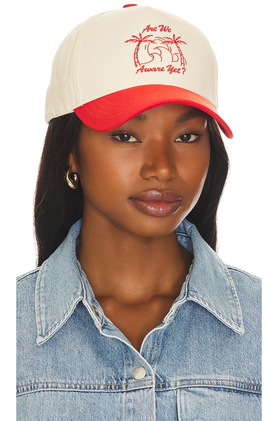 The Mayfair Group Are You Aware Yet Hat in Red & White | REVOLVE