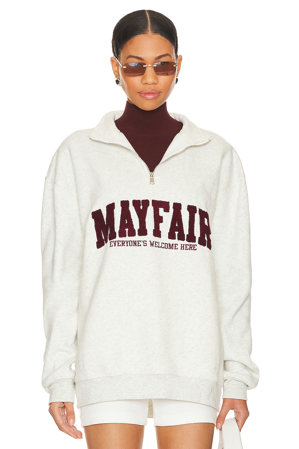 The Mayfair Group Mayfair Everyone's Welcome Here Half Zip in Grey ...