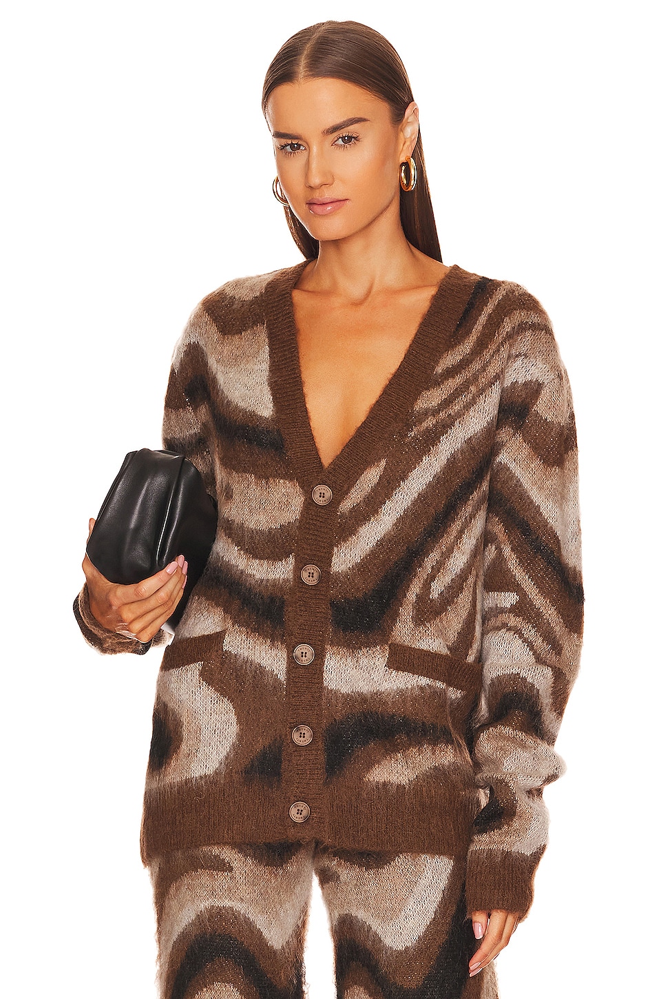 TWENTY Montreal Spectrum Swirl Mohair Cardigan in Espresso | REVOLVE