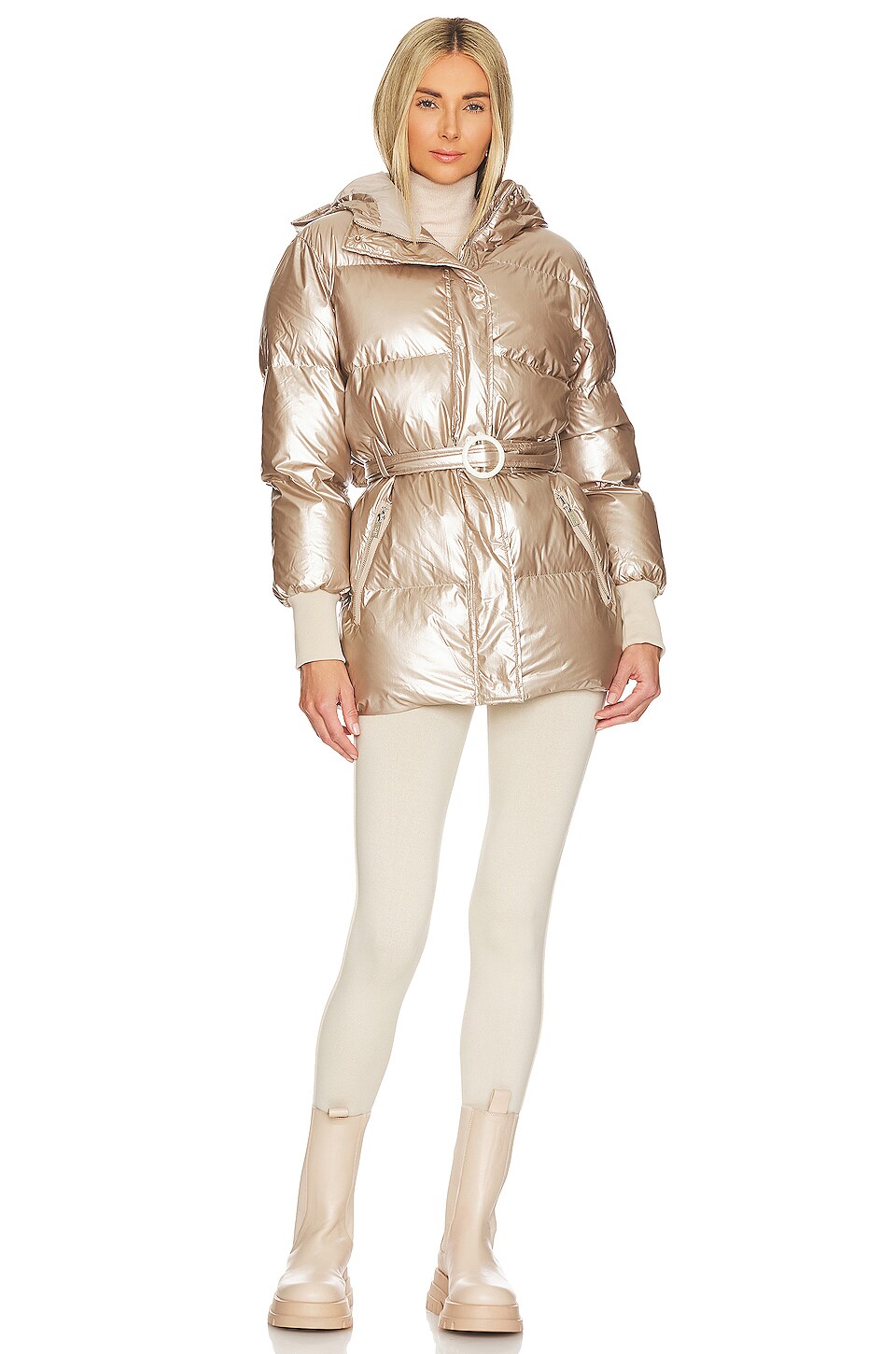 Toast Society Luna Puffer Jacket in Gold Metalic | REVOLVE