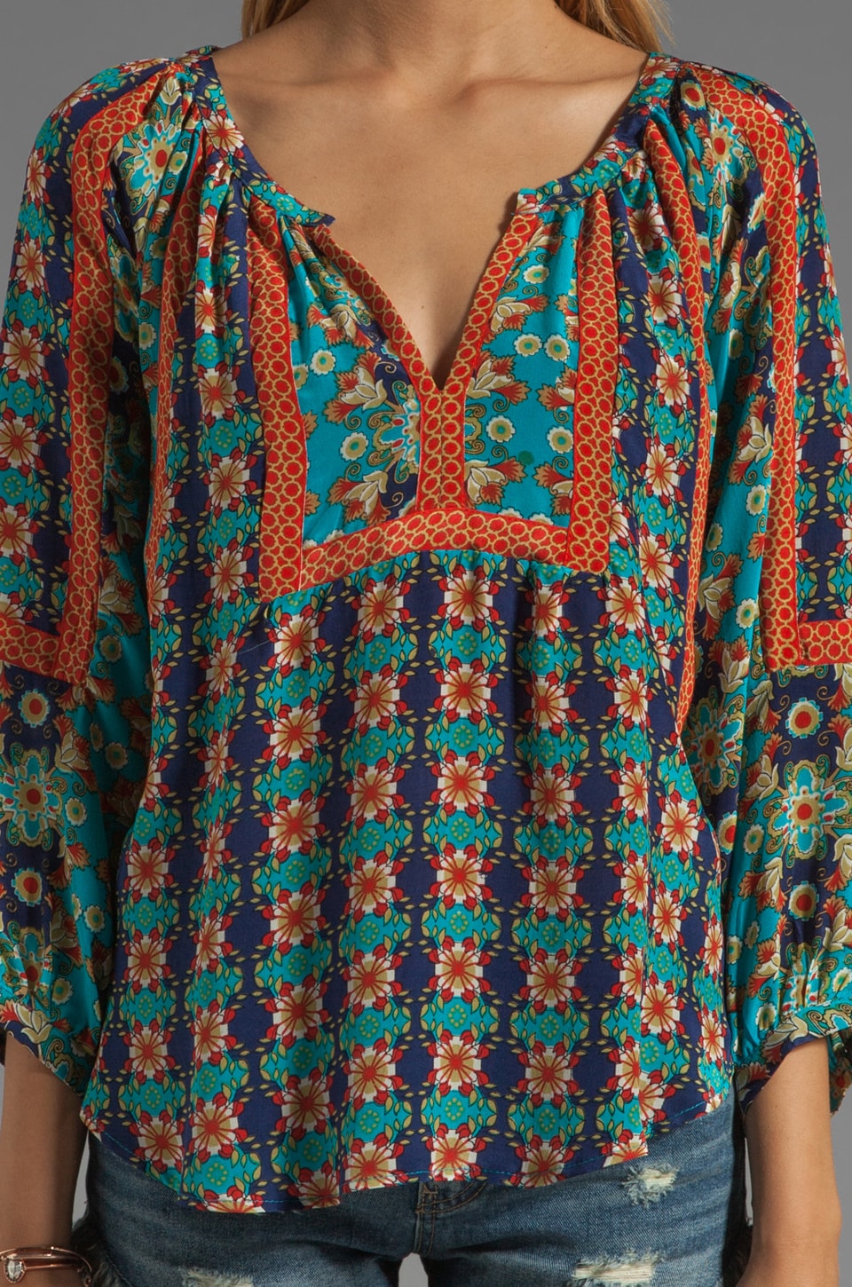 Tolani Ruby Blouse en Turq Floral | REVOLVE