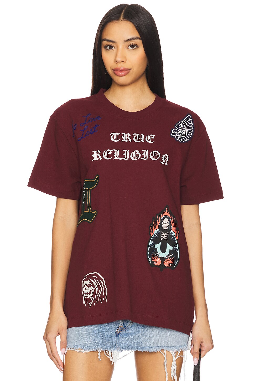 True Religion Short Sleeve Patch Embro Tee in Broadway | REVOLVE