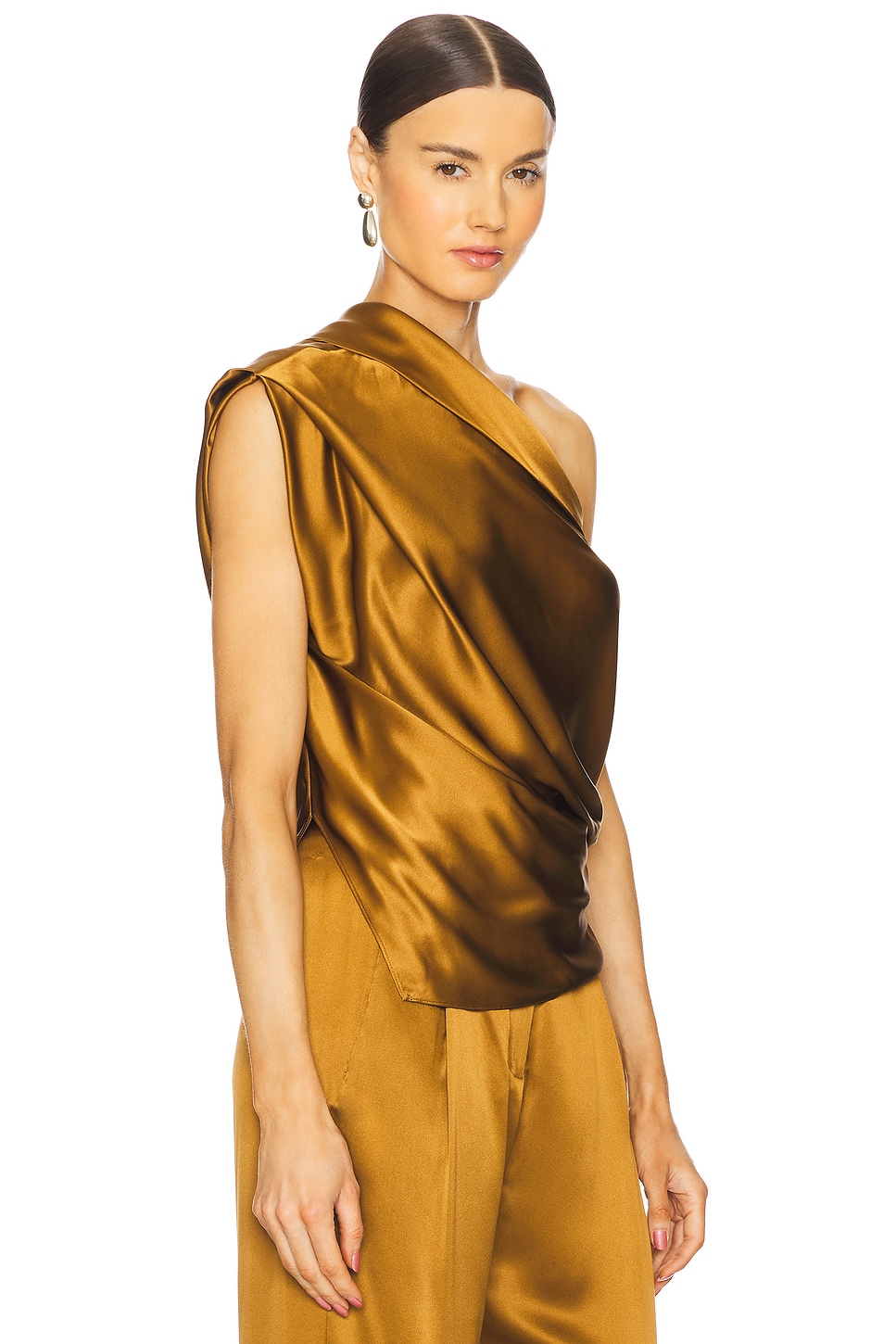 The Sei Asymmetrical Lapel Top in Umber | REVOLVE